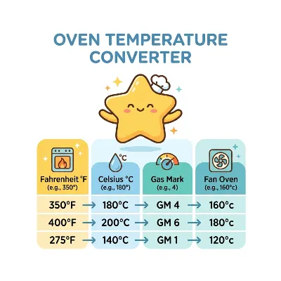 Oven Temperature Converter - Fahrenheit, Celsius, Gas Mark & Fan Oven